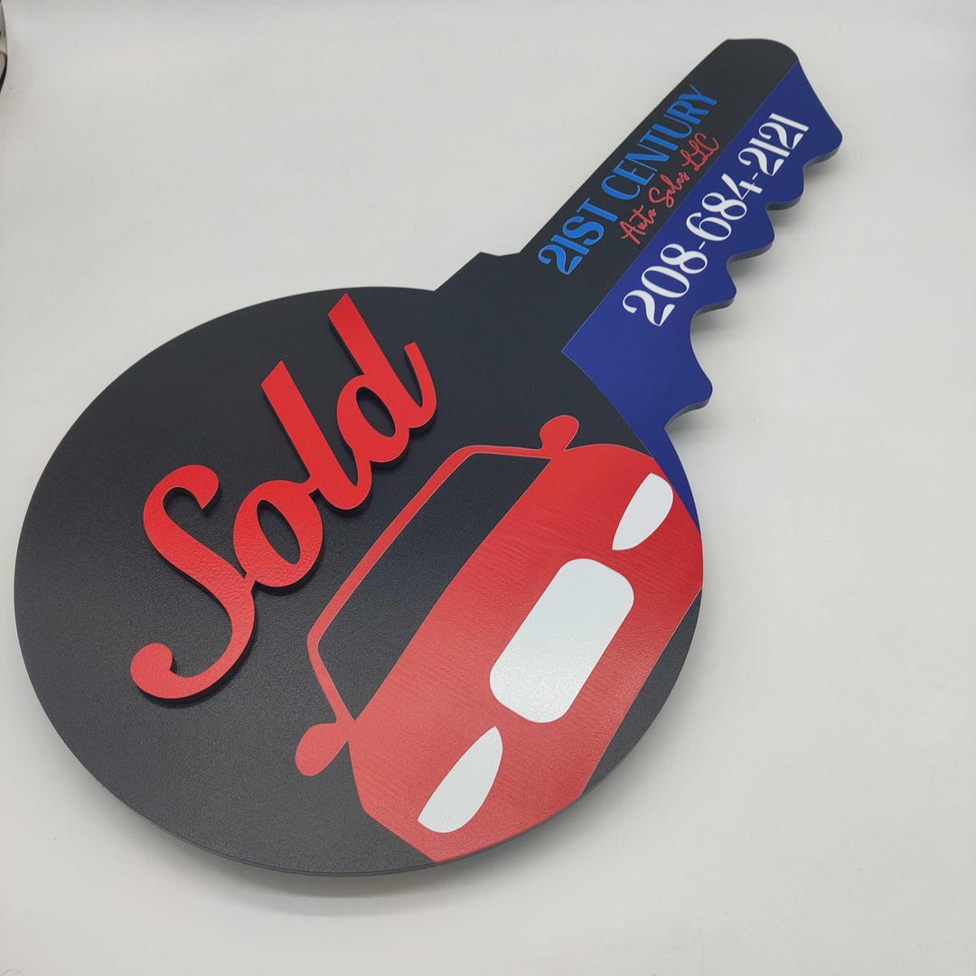 Wooden Sold Sign, Car Dealers Closing Photo Prop, 3D Custom Key Sign - Etsy