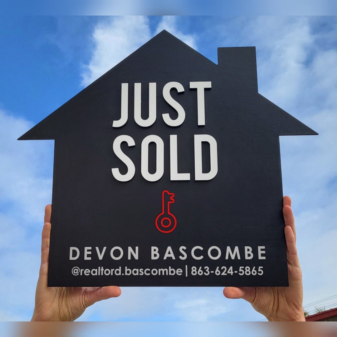 Just Sold House Shaped Sign, House Sign, Closing Gift Real Estate Agent ...