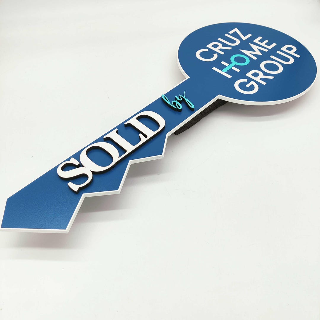 Key Logo Sold by Sign, 3D Closing Photo Prop, Round Key Sign for ...