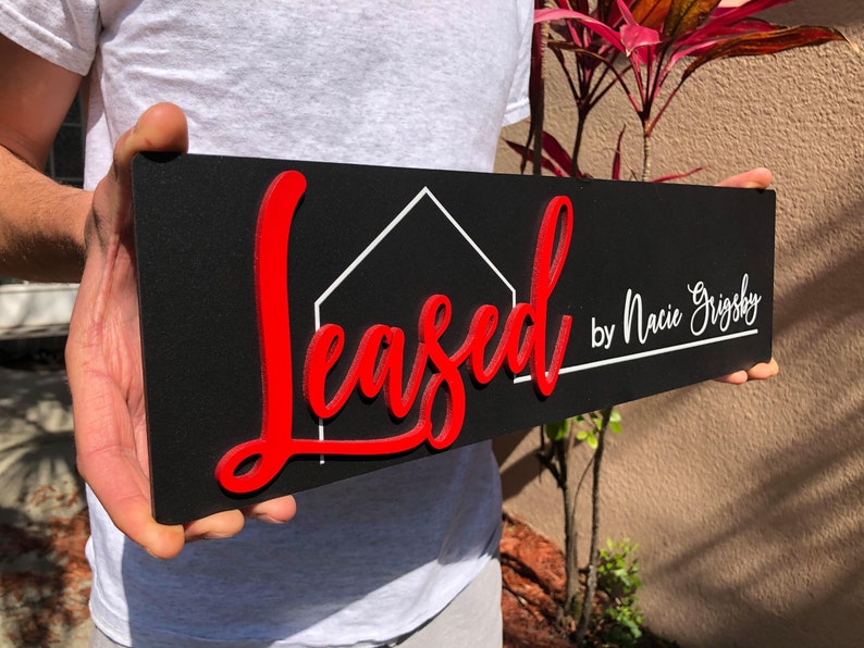 Leased Sign for Realtor Leased 3D Wooden Sign Closing Gift | Etsy