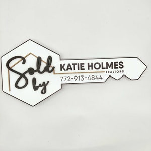 Sold by Key Sign, Closing Day Custom Sign, Sold Real Estate Agent Key ...