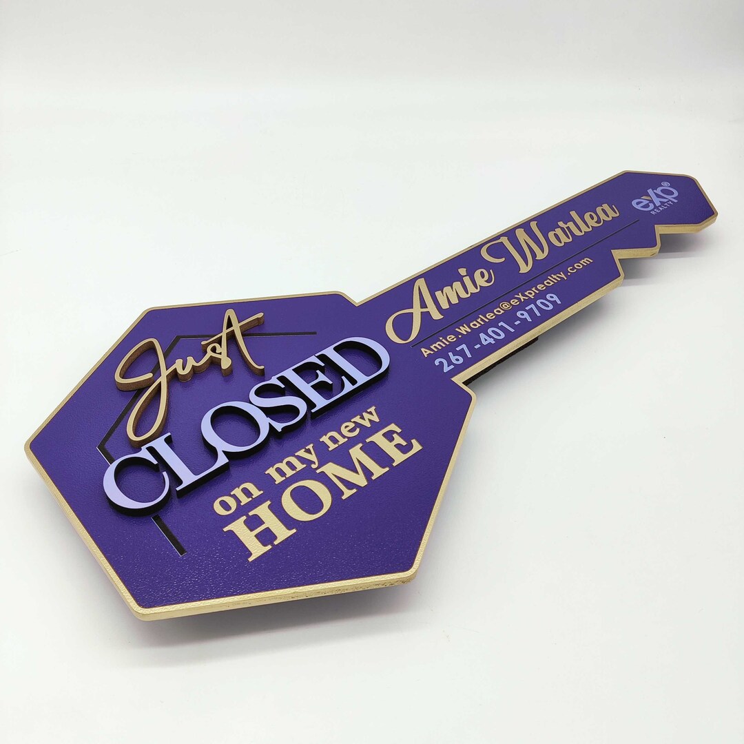 Just Closed on My New Home, Purple Key Sold Sign, Closing Photo Prop ...