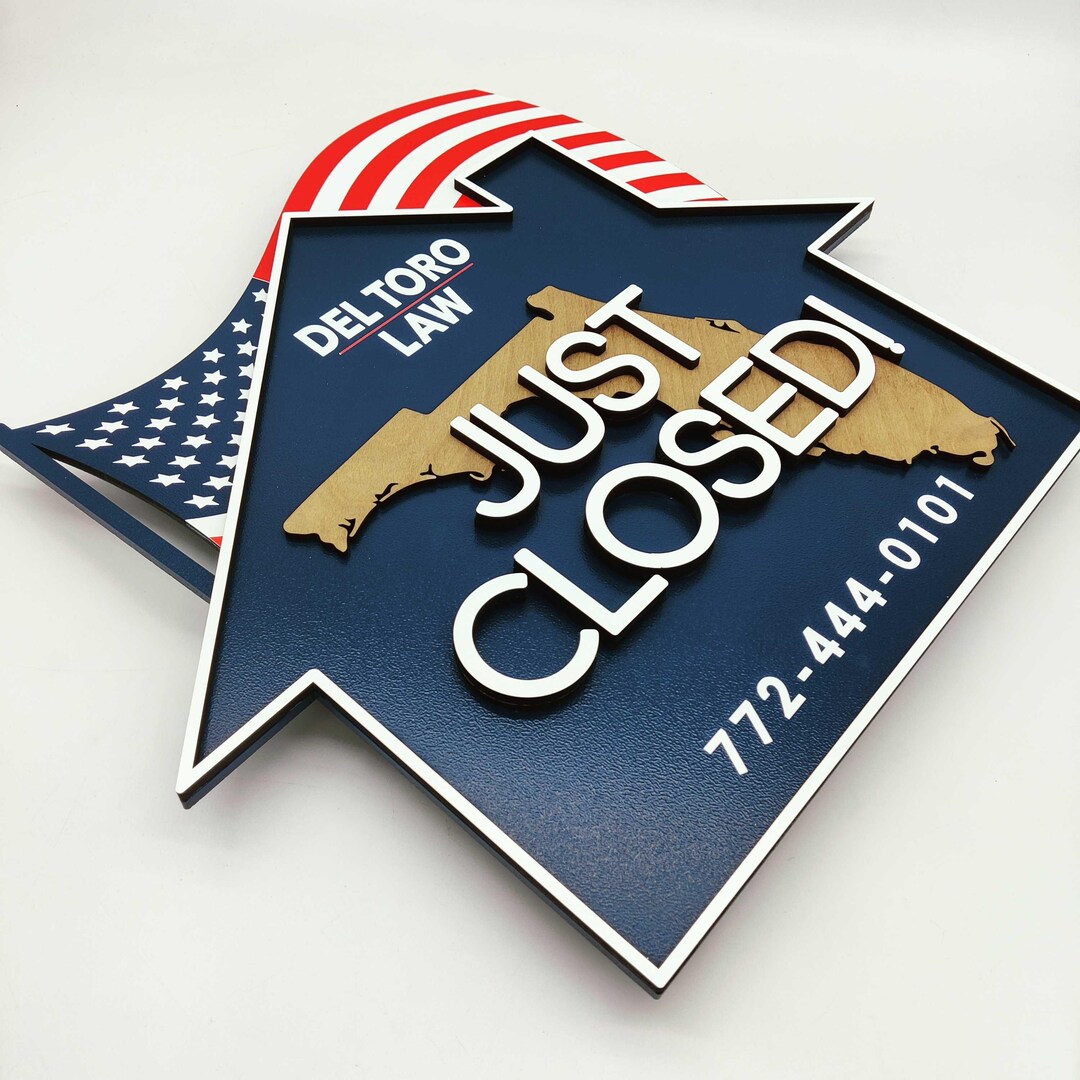 Just Closed House Sign, House Sign With USA Flag, Patriotic Sold Sign ...