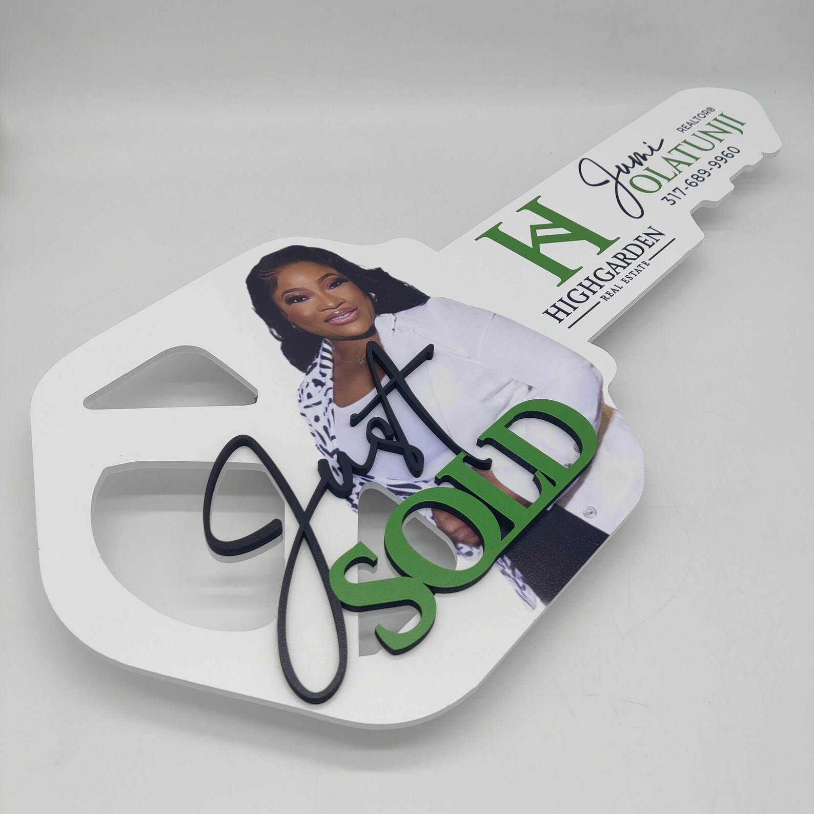Just Sold Photo Sign With Photo, Green, Modern Key Sign for Realtor ...