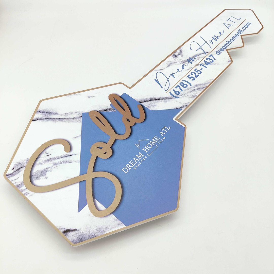 Sold, Personalized Realtor Marketing Key Sign, Realtor Social Media ...