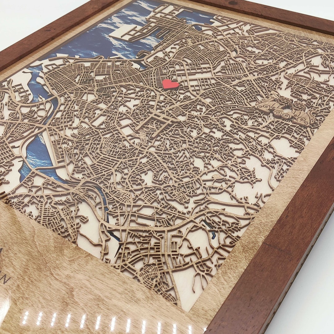 CUSTOM Laser Cut Map of Any City in the World, City Map Engraved, 3D ...