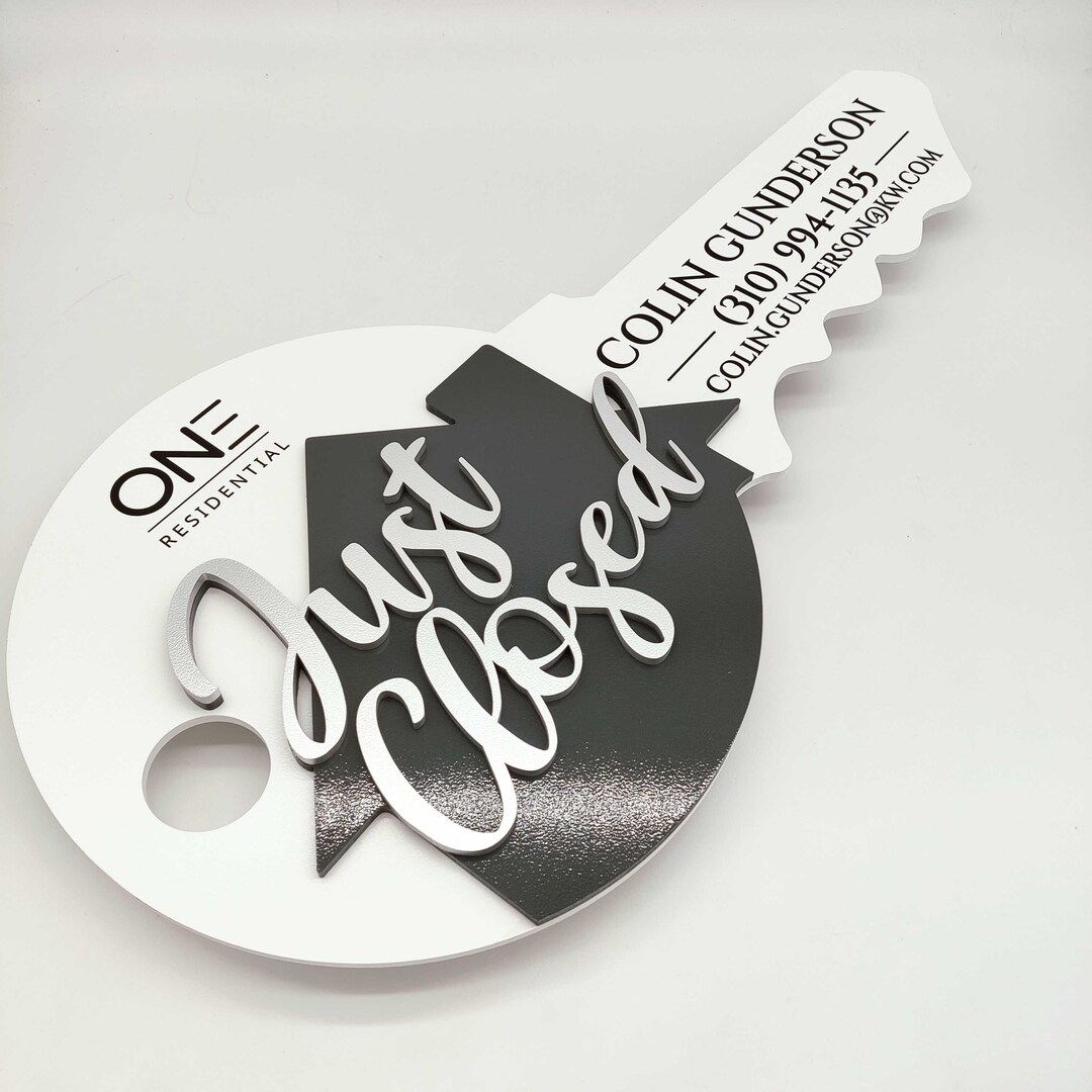 Key-shaped Just Closed Sign for Realtors, 3D Personalized for Closings ...