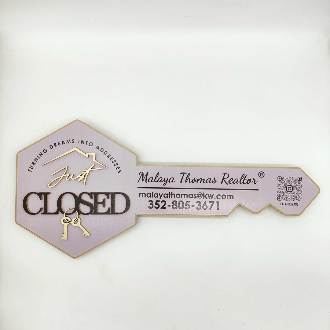 Just Closed, Key Sold Sign, Closing Photo Prop, 3D Hexagon Key Sign for ...
