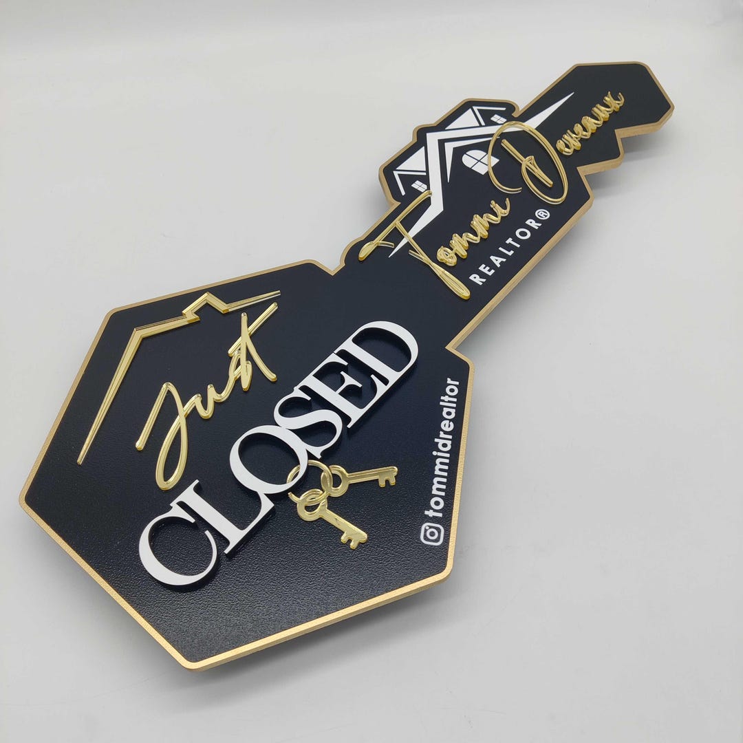 Just Closed, Key Sold Sign, Closing Photo Prop, Modern Key Sign for ...