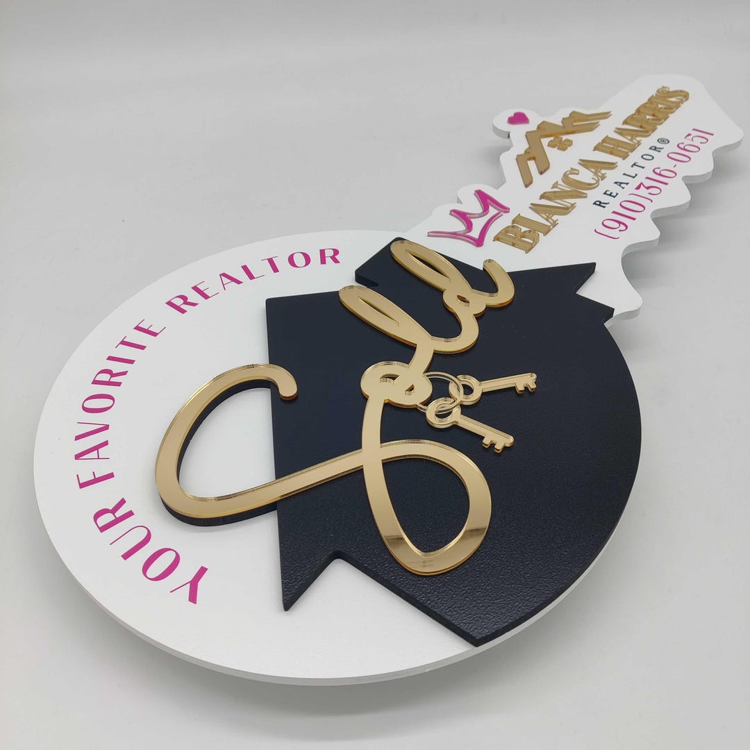 Sold Key Sign, Realtor Closing Custom, Gold Mirror Sold Real Estate ...