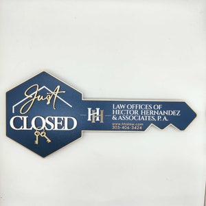 Just Closed, Navy Blue Key Sold Sign, 3D Closing Photo Prop, Modern Key ...