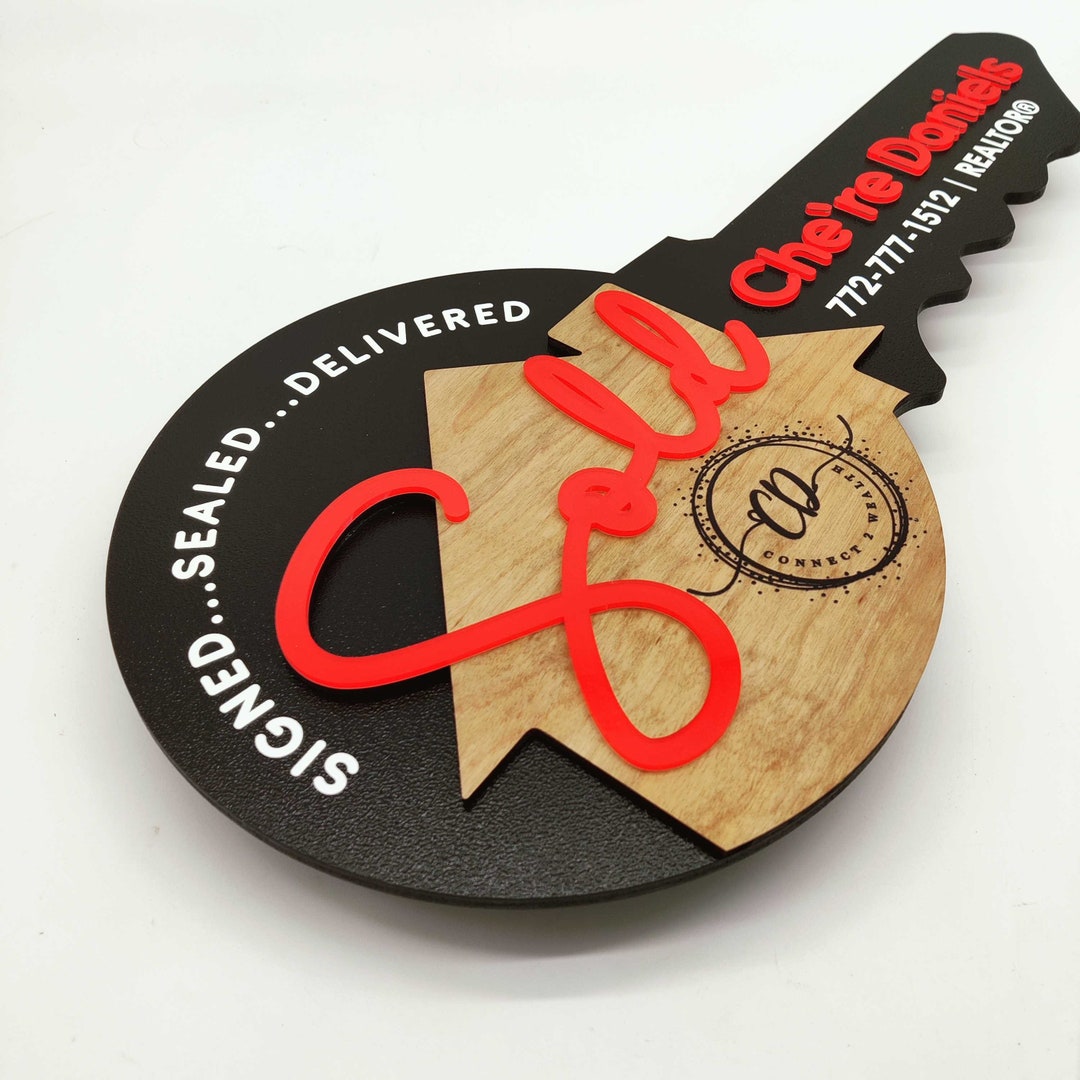 Realtor Sign Gold Sold, Closing Custom, Sold Real Estate Agent Key ...