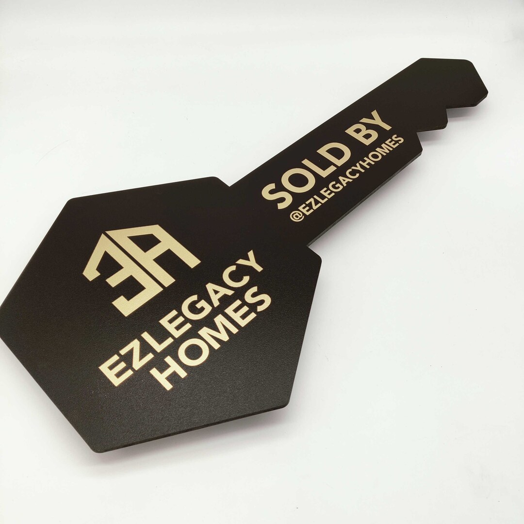 Gold Logo Sign, Key Sold Sign, Closing Photo Prop, Black and Gold Key ...