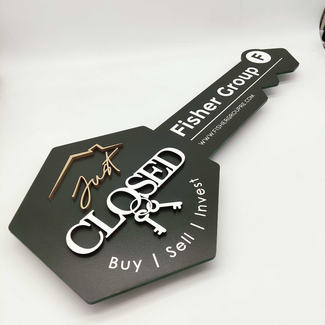 3D Just Closed, Key Sold Sign, Closing Photo Prop, Key Sign for ...