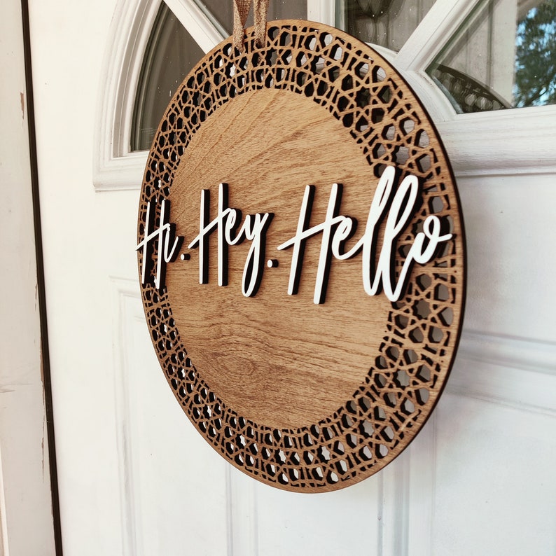 Heartwarming Wooden Welcome Door Sign - Hi.hey.hello Sign, Welcome Home ...