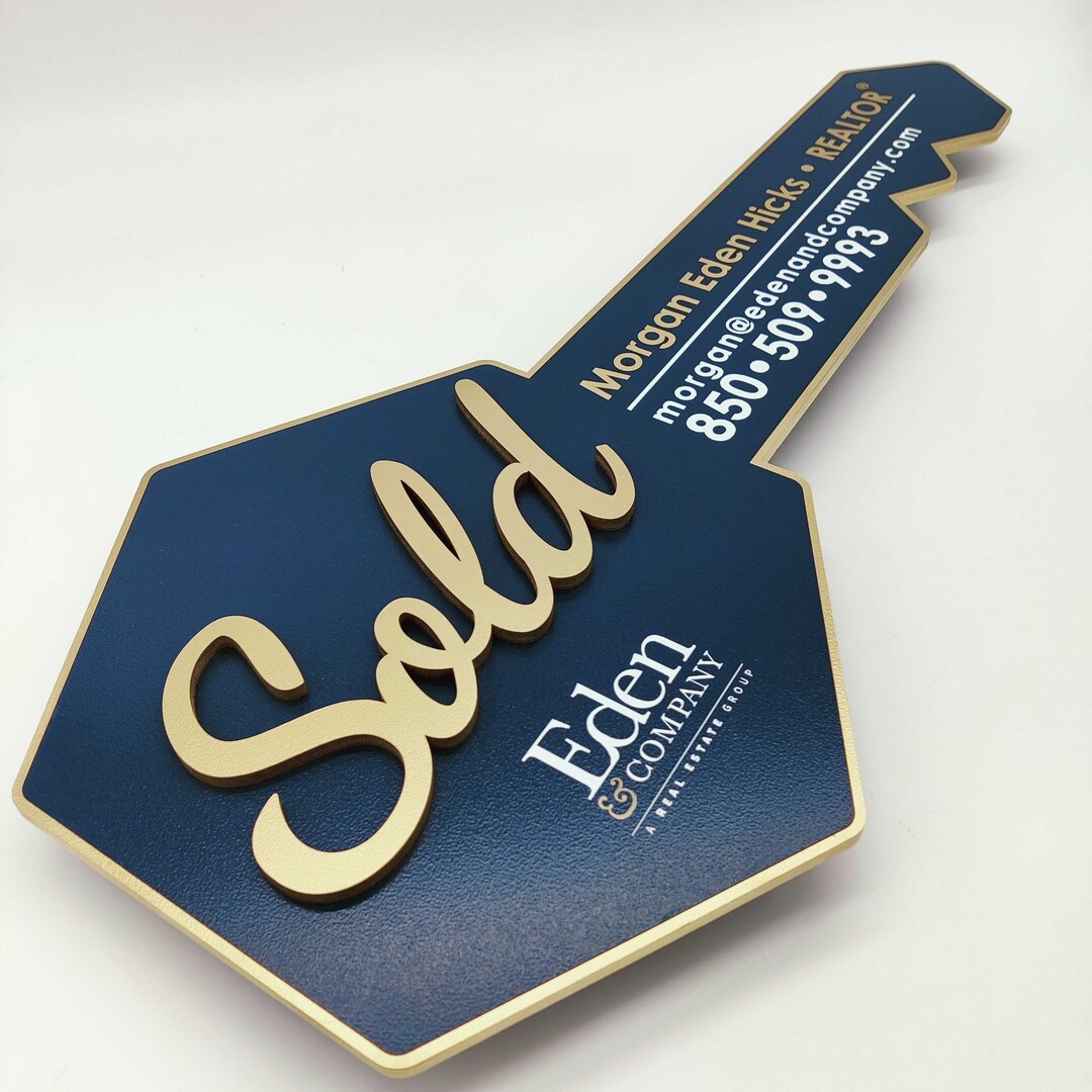 Navy Blue Hexagon Key With Outline, 3D Key Sold Sign, Closing Photo ...