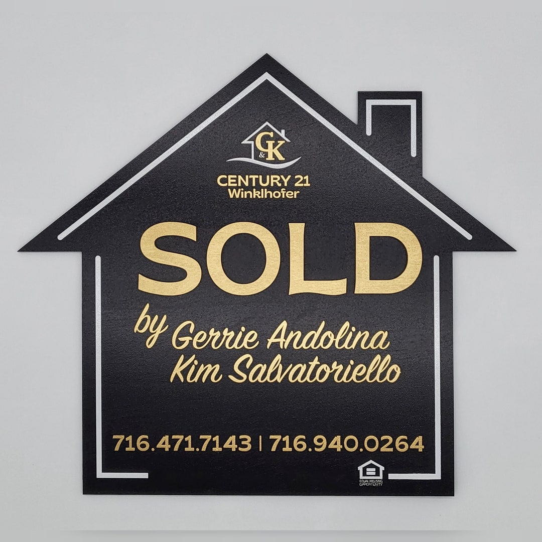 Sold House Shaped Sign, House Sign, Closing Gift Real Estate Agent ...