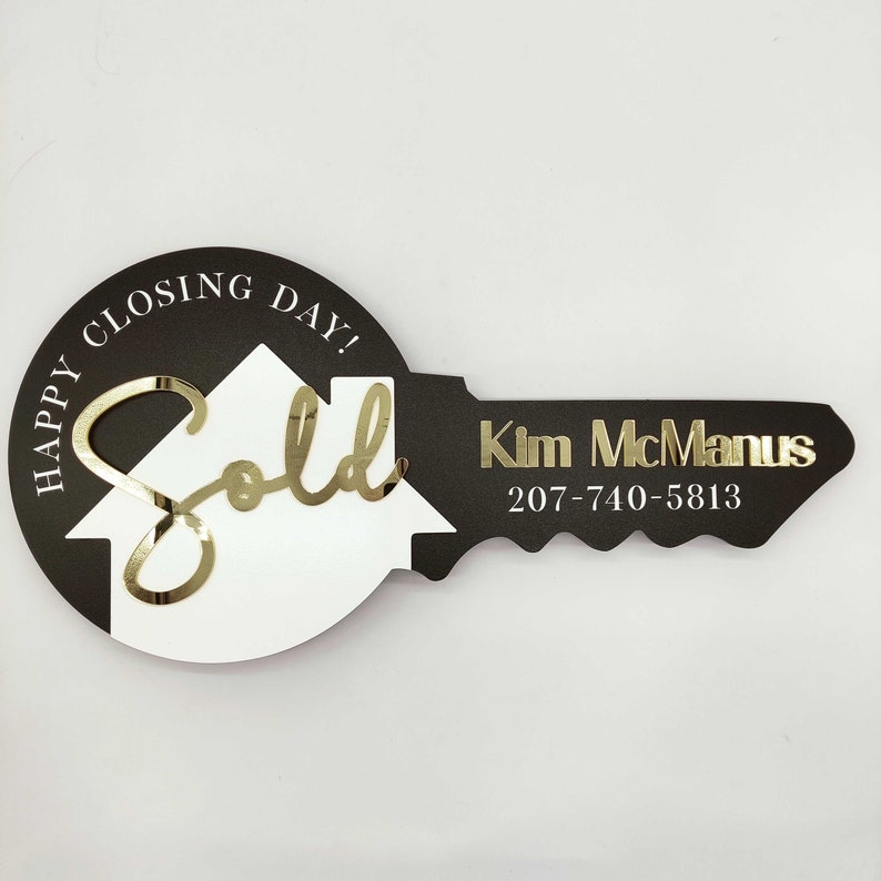 Sold by Key Sign, Gold Mirror Realtor Closing Custom, Sold Real Estate ...