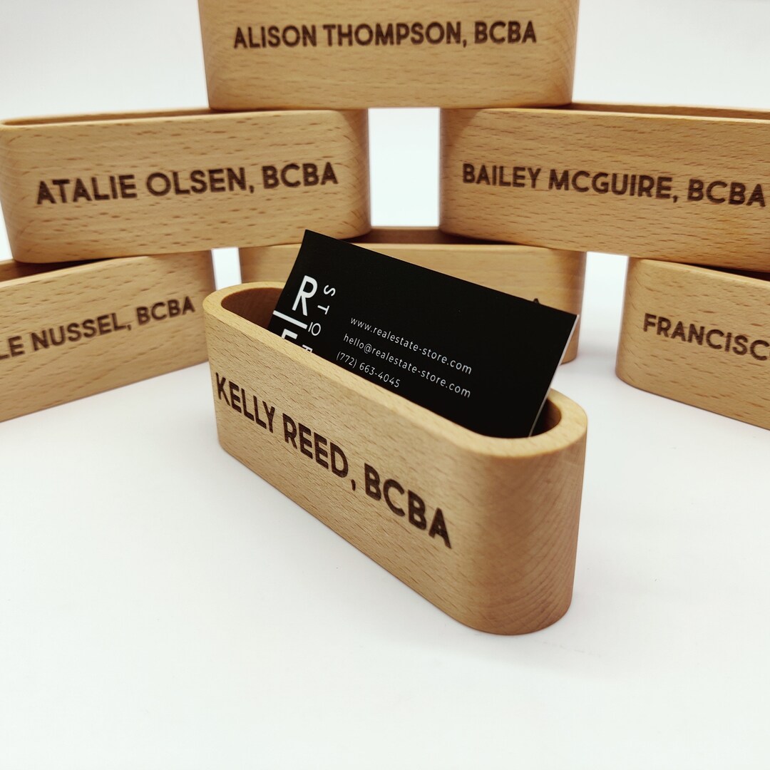 Wooden Business Card Holder Custom Business Card Holder for - Etsy