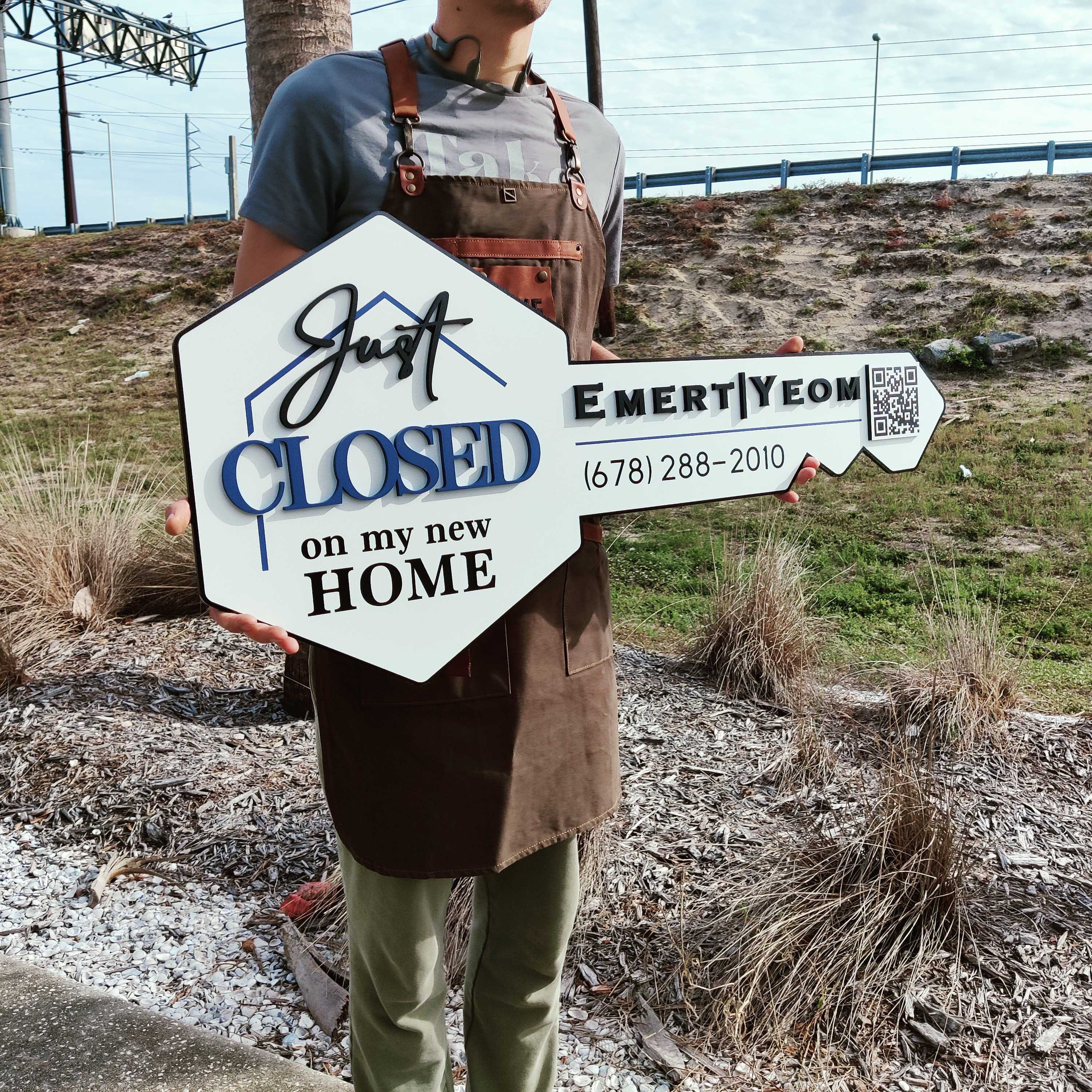 Just Closed on My New Home, 3D Key Sold Sign, Modern Key Sign for ...