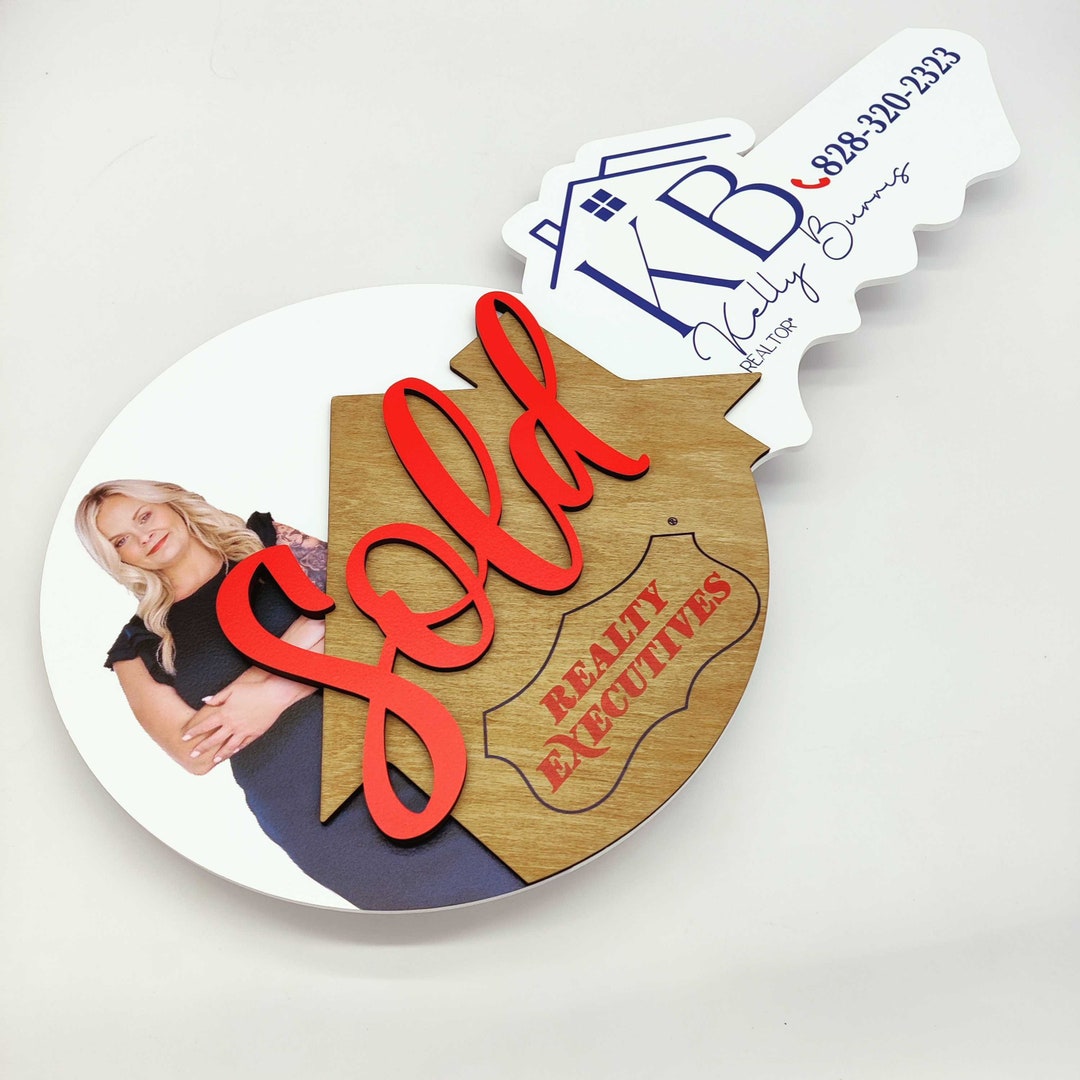 Sold Key Sign, Realtor Key Sign, 3D Closing Photo Prop, Modern Key Sign ...