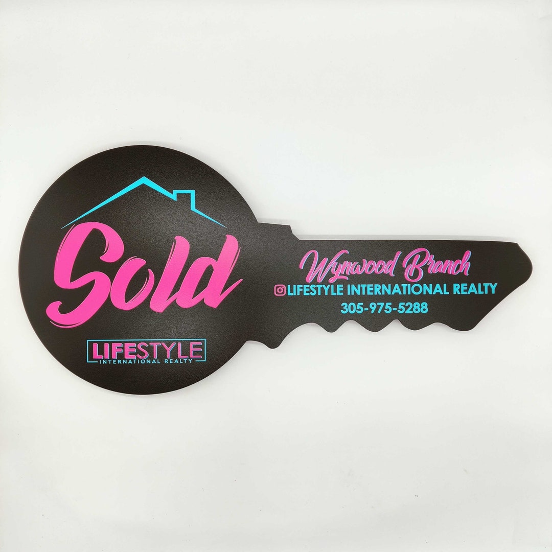 Sold Sign, Personalized Realtor Marketing Key Sign, Realtor Social ...