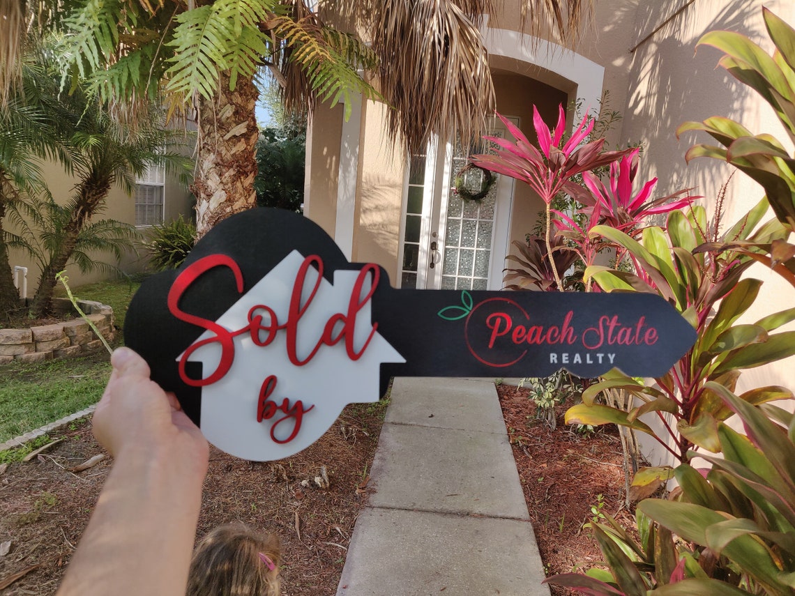 Sold Key Sign With LOGO Realtor Sold Key Sign Closed Realtor | Etsy
