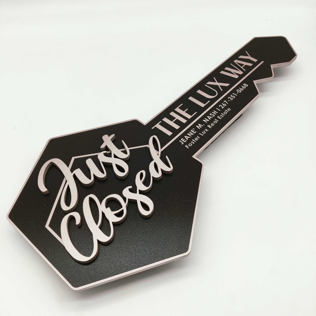 Just Closed Key Sold Sign, Closing Photo Prop, Modern Key Sign for ...