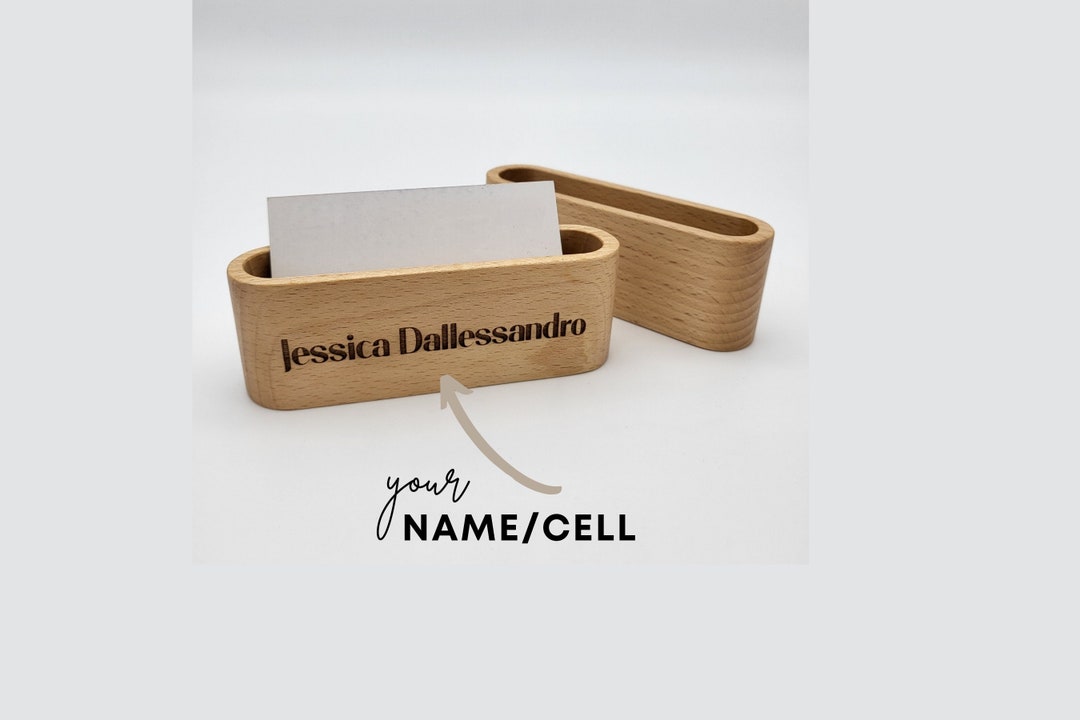 Wooden Business Card Holder, Custom Business Card Holder for Desk ...