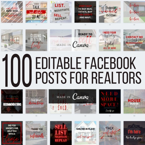 100 Facebook Posts for REALTORS Instagram Posts for Realtors - Etsy