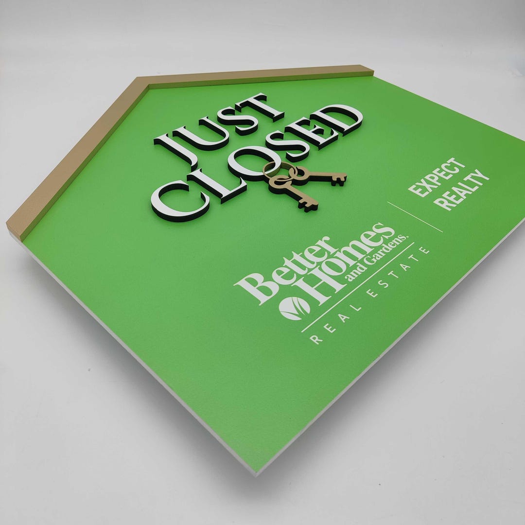 House Shaped Sign, Just Closed, Realtor House Sign, Real Estate Sign ...