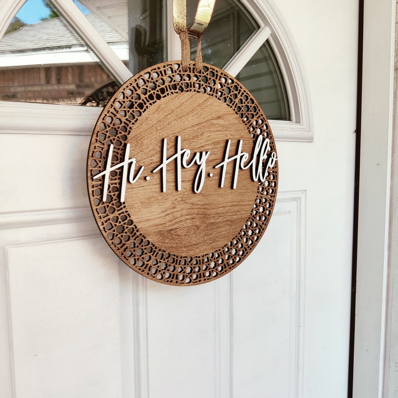 Heartwarming Wooden Welcome Door Sign - Hi.hey.hello Sign, Welcome Home ...