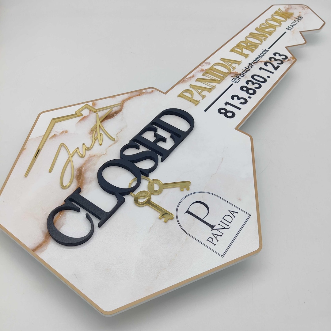 Just Closed Sign, Gold Mirror Realtor Key Sign, Closing Photo Prop, Key ...