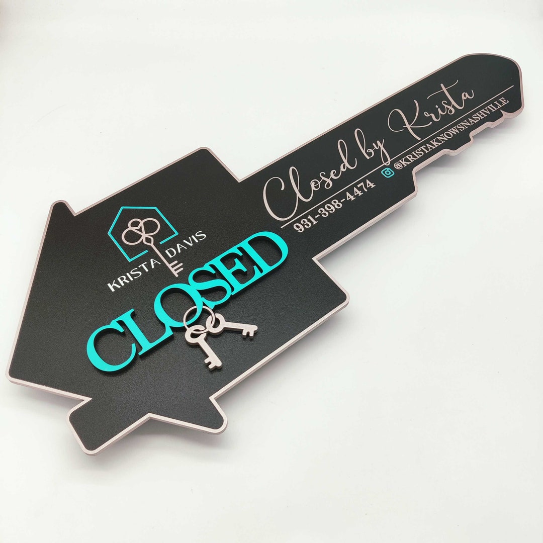 Closed House Shape Sign, 3D Key Sold Sign, Closing Photo Prop, House ...