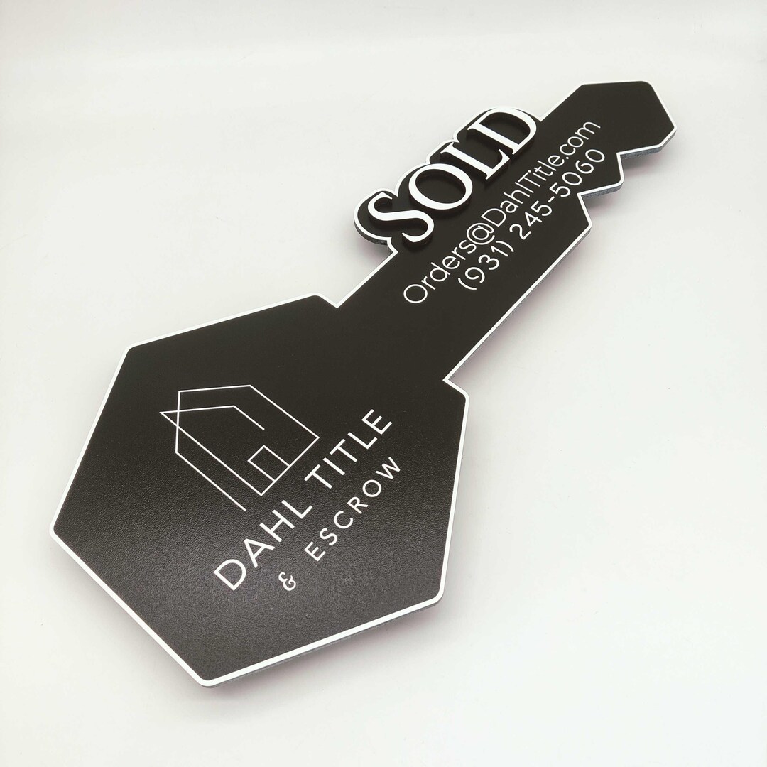 Key Sold Sign, Logo Closing Photo Prop, Elegant 3D Key Sign for ...