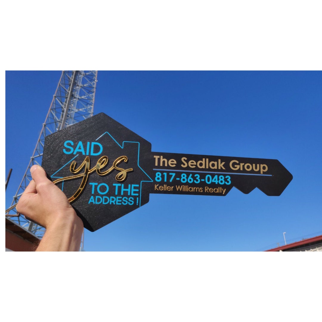 Realtor Key Sold Sign With Acrylic Elements, Modern Key Sign for ...