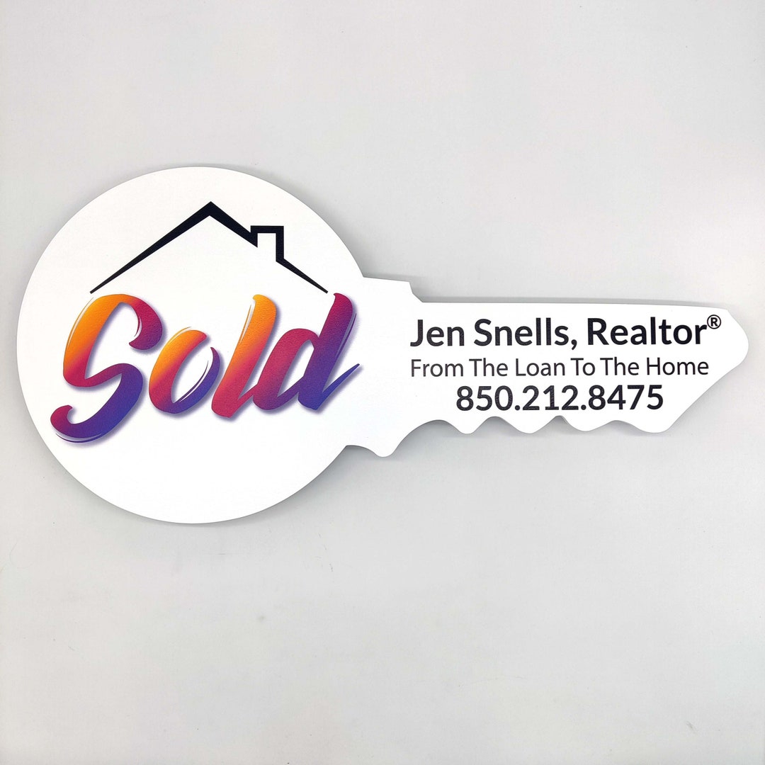 Custom Real Estate Marketing Cutout Key Sign, Realtor Social Media ...