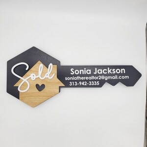 Sold Sign, Realtor Key Sign, Closing Photo Prop, Wood House Key Sign ...