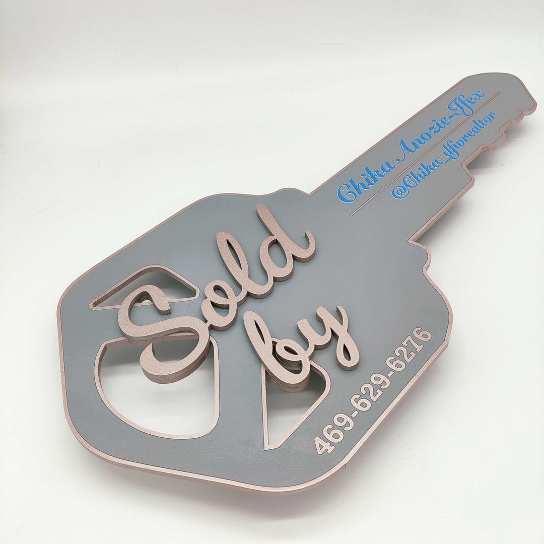 Sold by Sign, 3D Closing Photo Prop, Modern Key Sign for Realtors ...
