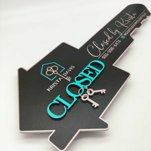 Closed House Shape Sign, 3D Key Sold Sign, Closing Photo Prop, House ...