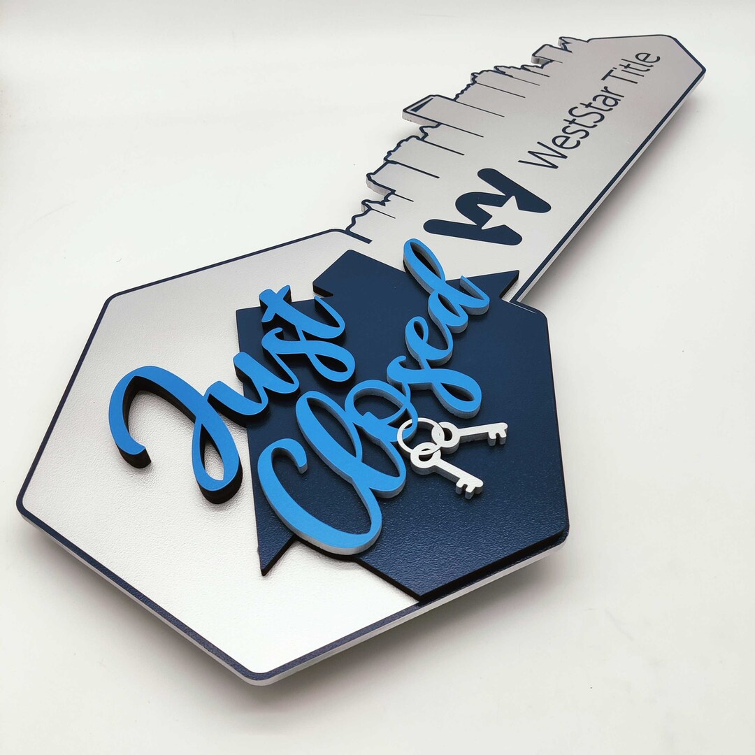 Just Closed Key Shaped Sign, Silver Key Sold Sign, 3D Closing Photo ...