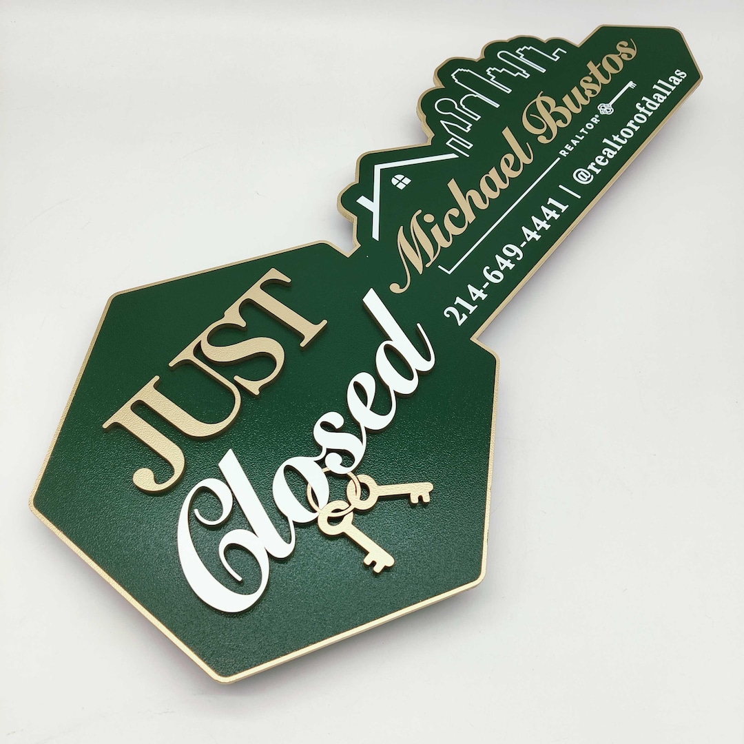 Just Closed, 3D Key Just Closed Sign, Closing Photo Prop, City Skyline ...