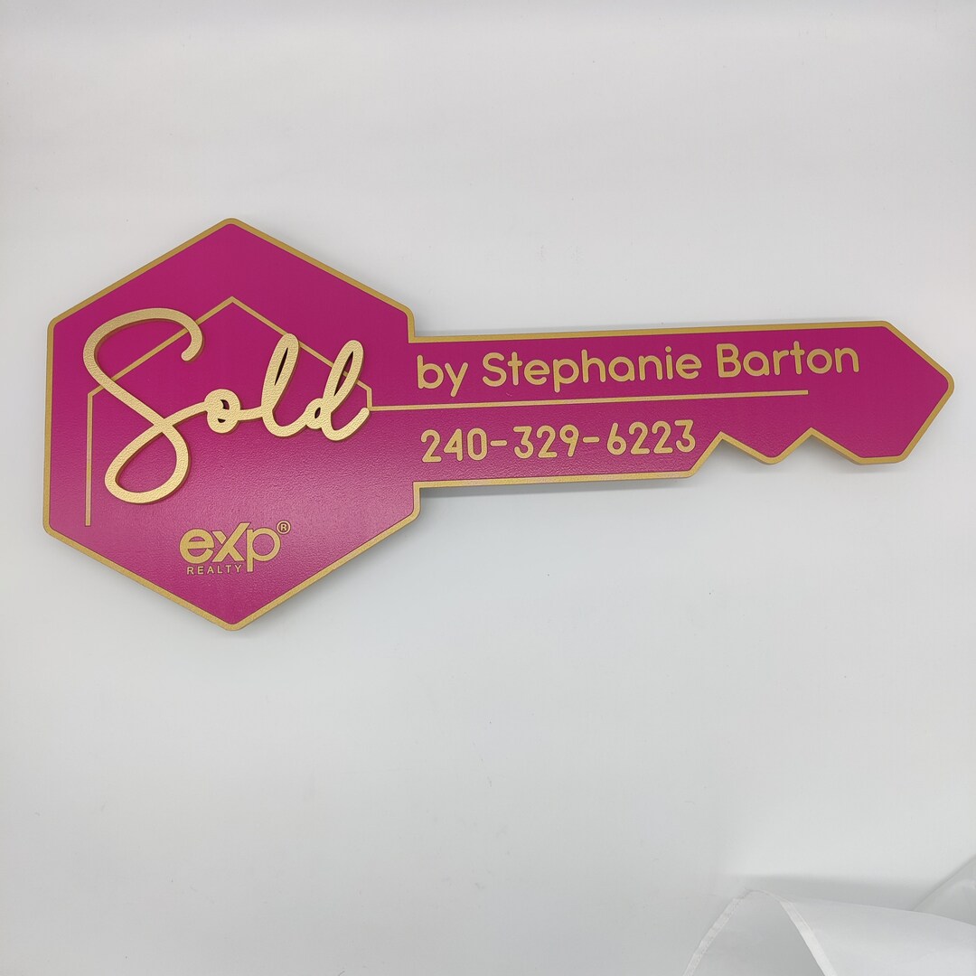 Sold Sign, Realtor Key Sign, Closing Photo Prop, Modern Key Sign for ...