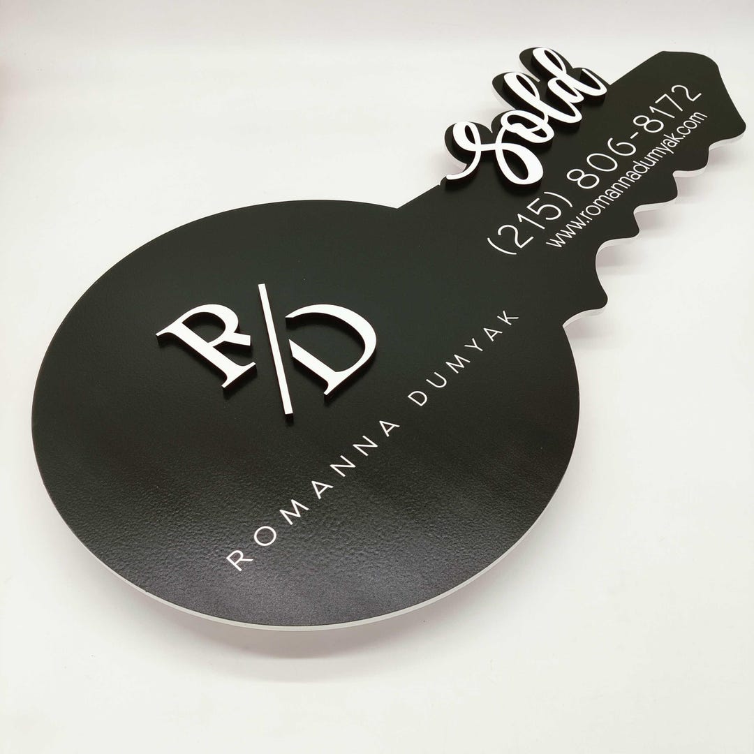 Minimalistic Key Sold Sign, 3D Closing Photo Prop, Modern Key Sign for ...