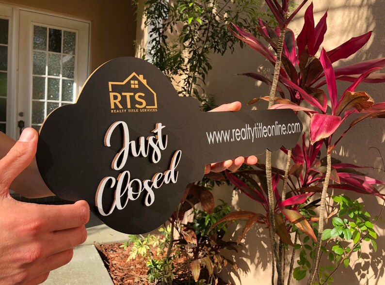 Just Closed Key Sign, 3D Title Company Sign, Title Company Closed Sign ...