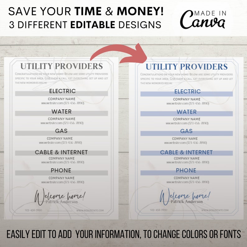 Utility Provider Template Utility Recommendations Realtor - Etsy