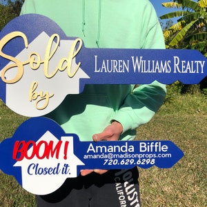 Blue Sold Key Sign for Realtors, Realtor Gift, Blue Sold Key Sign, Prop ...