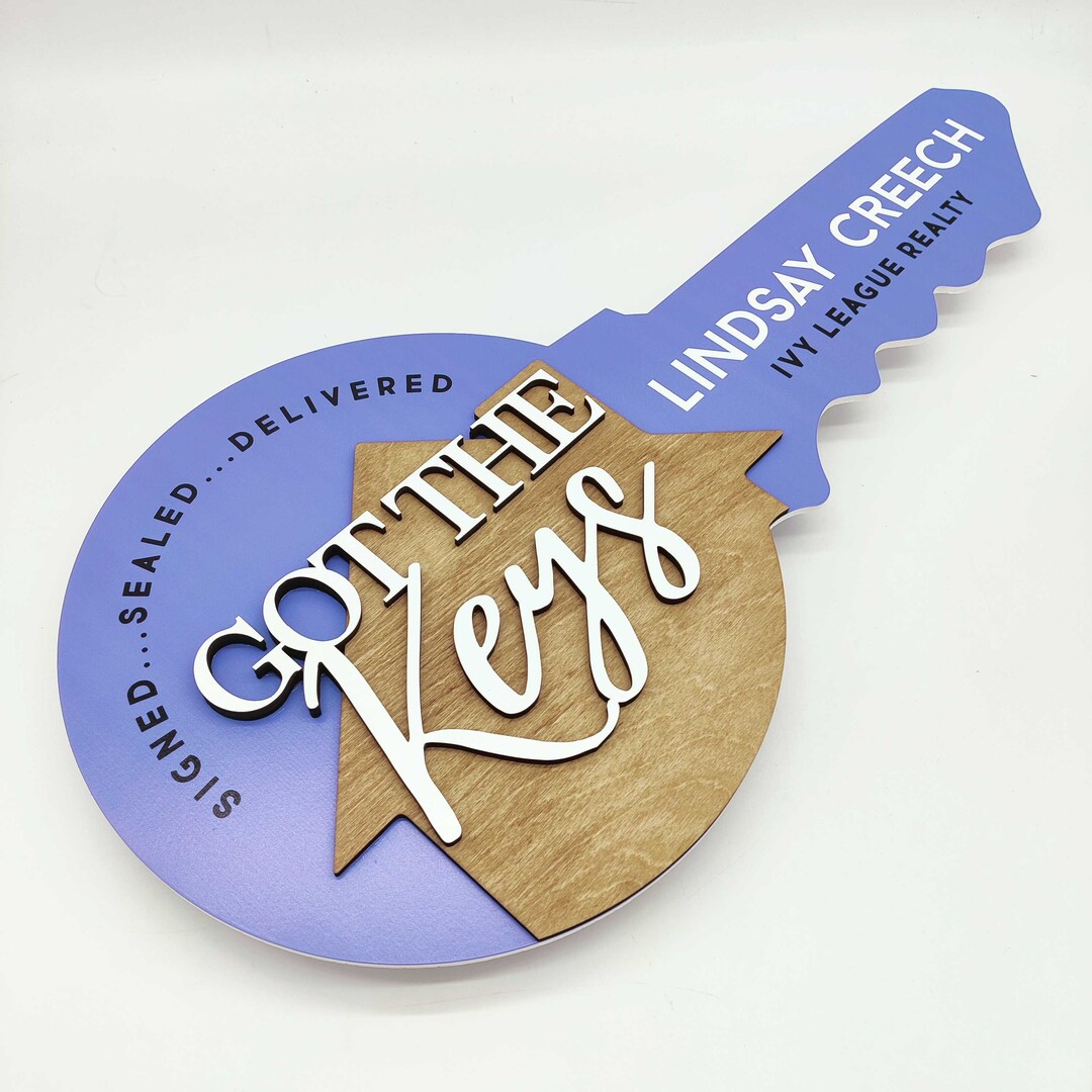 Got the Keys Sign, Realtor Closing Custom, 3D Sold Real Estate Agent ...