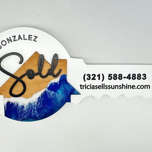 Sold Key Sign With Epoxy Resin House, 3D Custom Sold Real Estate Agent ...