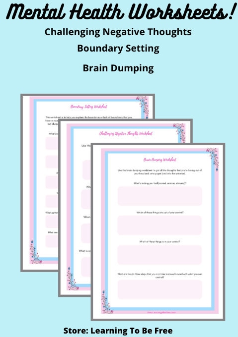 Mental Health Worksheet Bundle! Brain Dumping, Challenging Negative ...